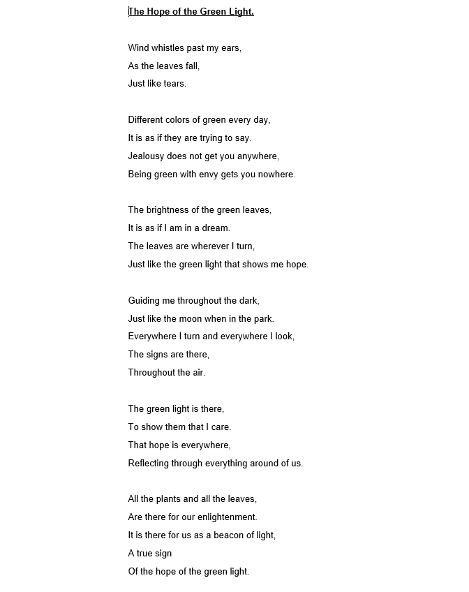 The Hope of the Green Light by Haniya - The Litmus
