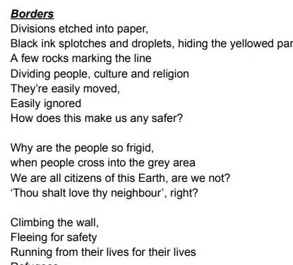 'Borders' by Holland, Year 10, Featherstone High School - The Litmus