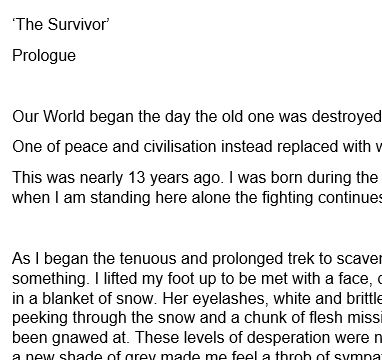 ‘The Survivor’ by Lucy Barker, Soham Village College - The Litmus