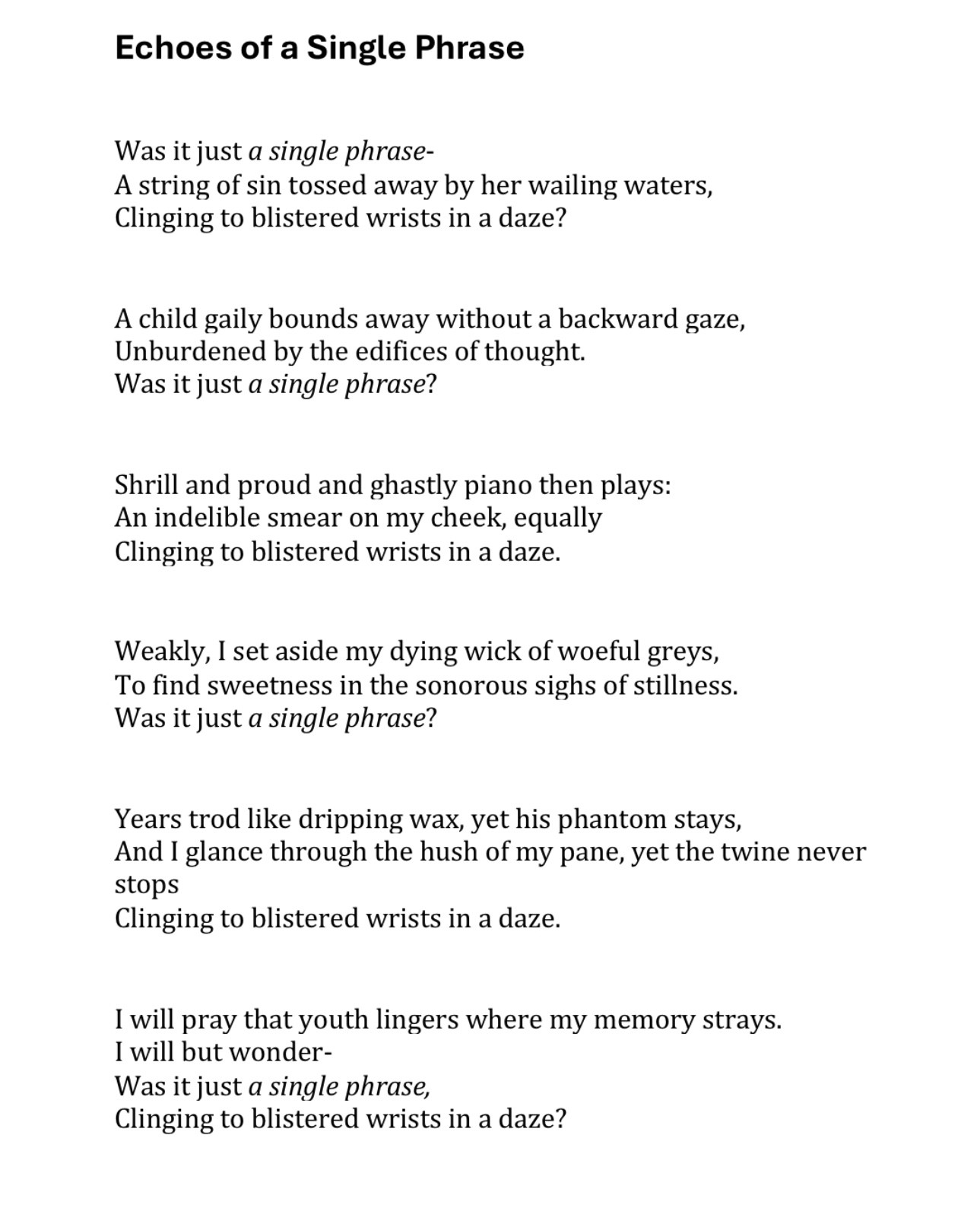 'Echoes of a Single Phrase' by Fatiha, Wycombe High School - The Litmus